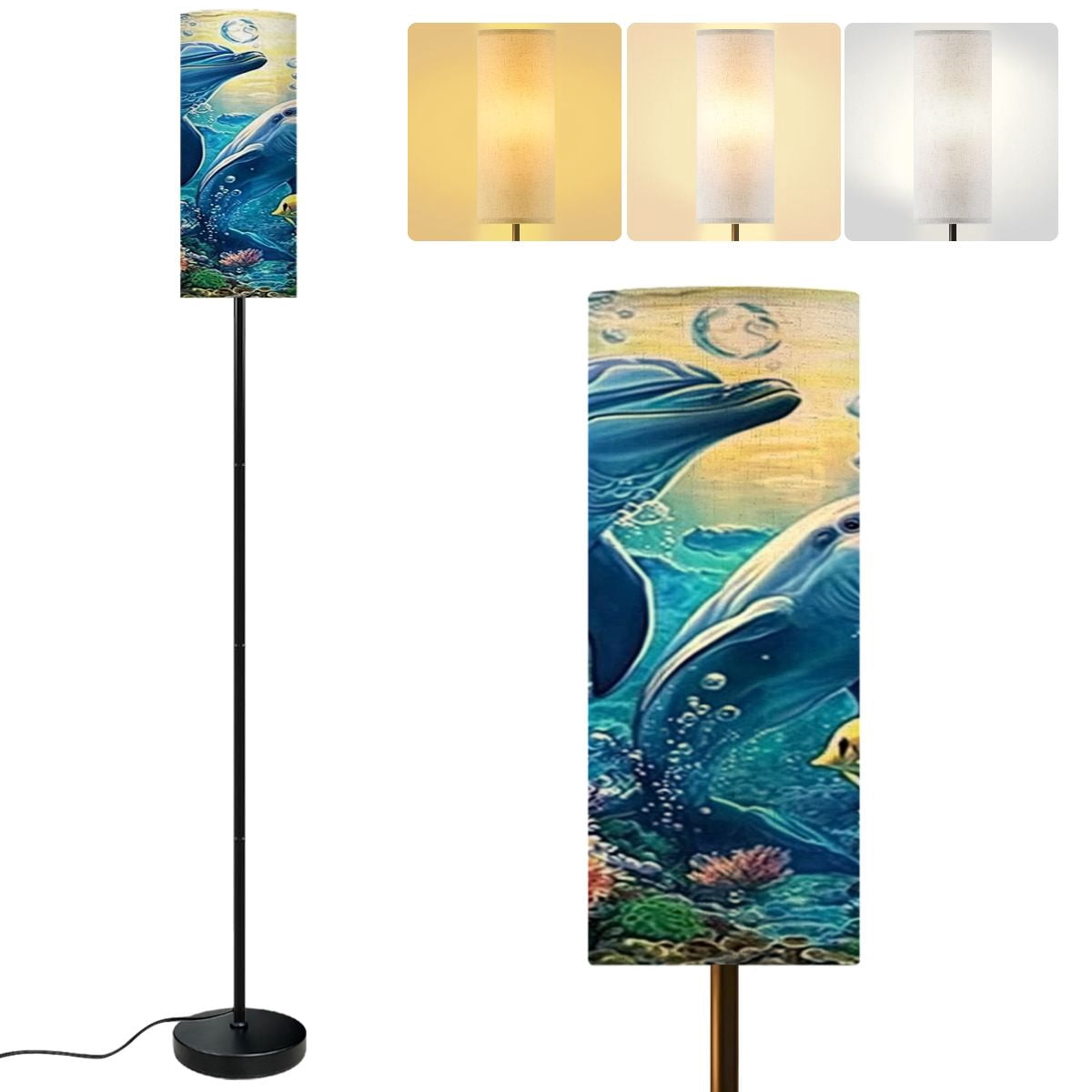 Modern Standing Floor Lamp Dolphin Shower Underwater World Kids Ocean ...