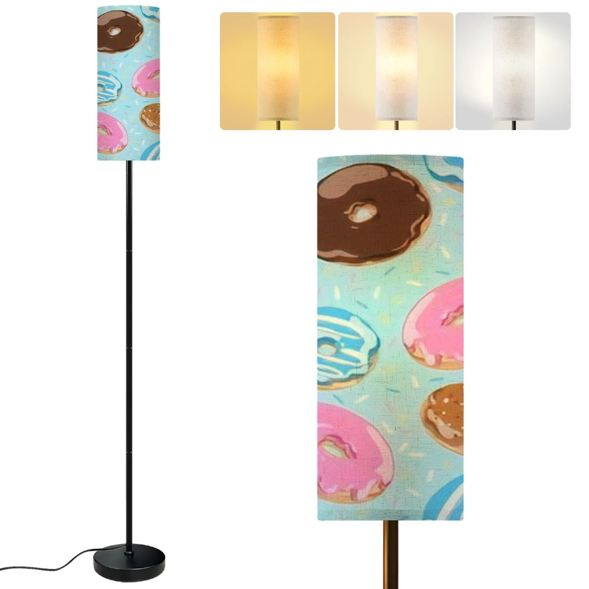 Modern Standing Floor Lamp Donuts Sprinkles seamless drawn Donut shop ...