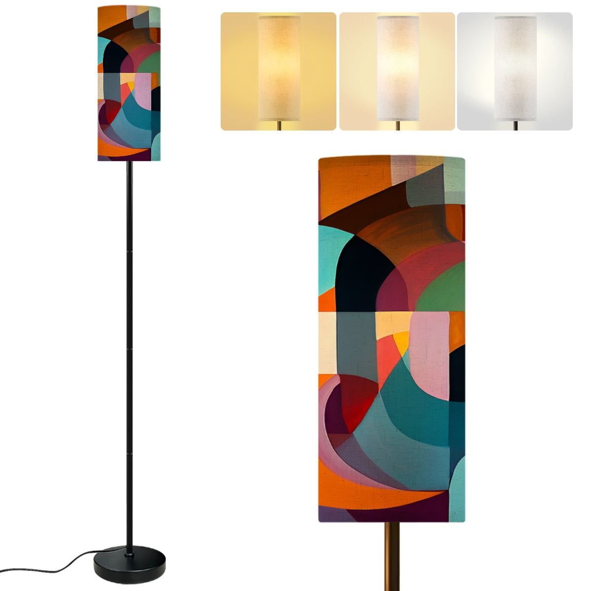 Modern Standing Floor Lamp Dull Red Classic Geometric Shapes Circles ...