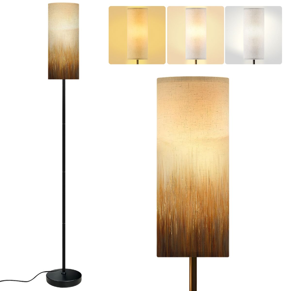 Modern Standing Floor Lamp Earth Tones Abstract Brown White Gold Orange ...