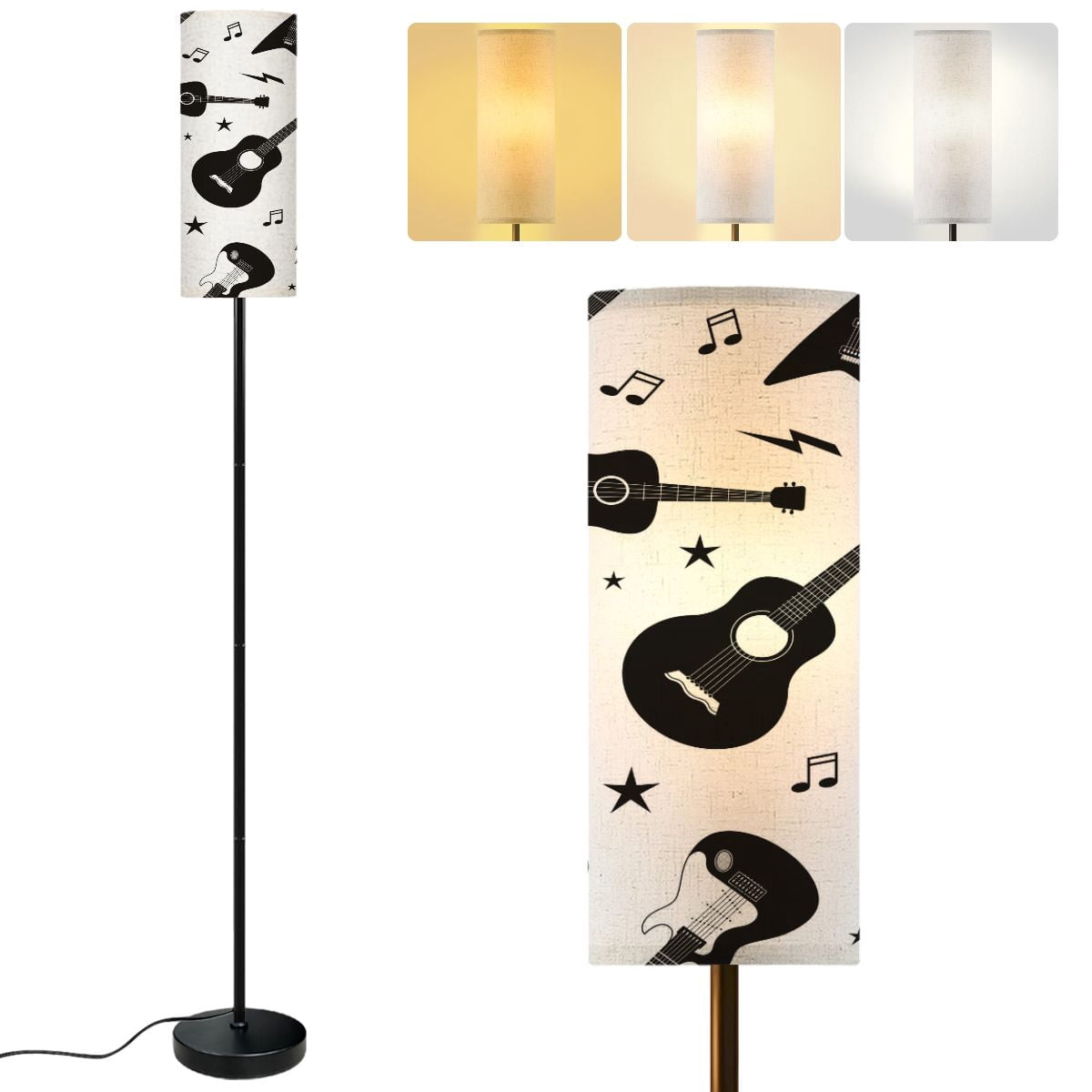 Modern Standing Floor Lamp Electric guitar pattern Print for punk rock ...
