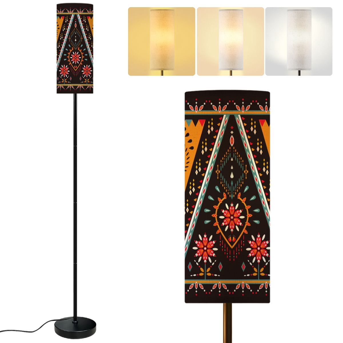 Modern Standing Floor Lamp Ethnic flower Seamless pattern tribal folk ...