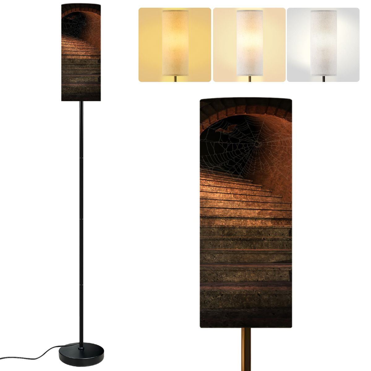 Modern Standing Floor Lamp Fantasy dungeon stairs candelabras bats ...