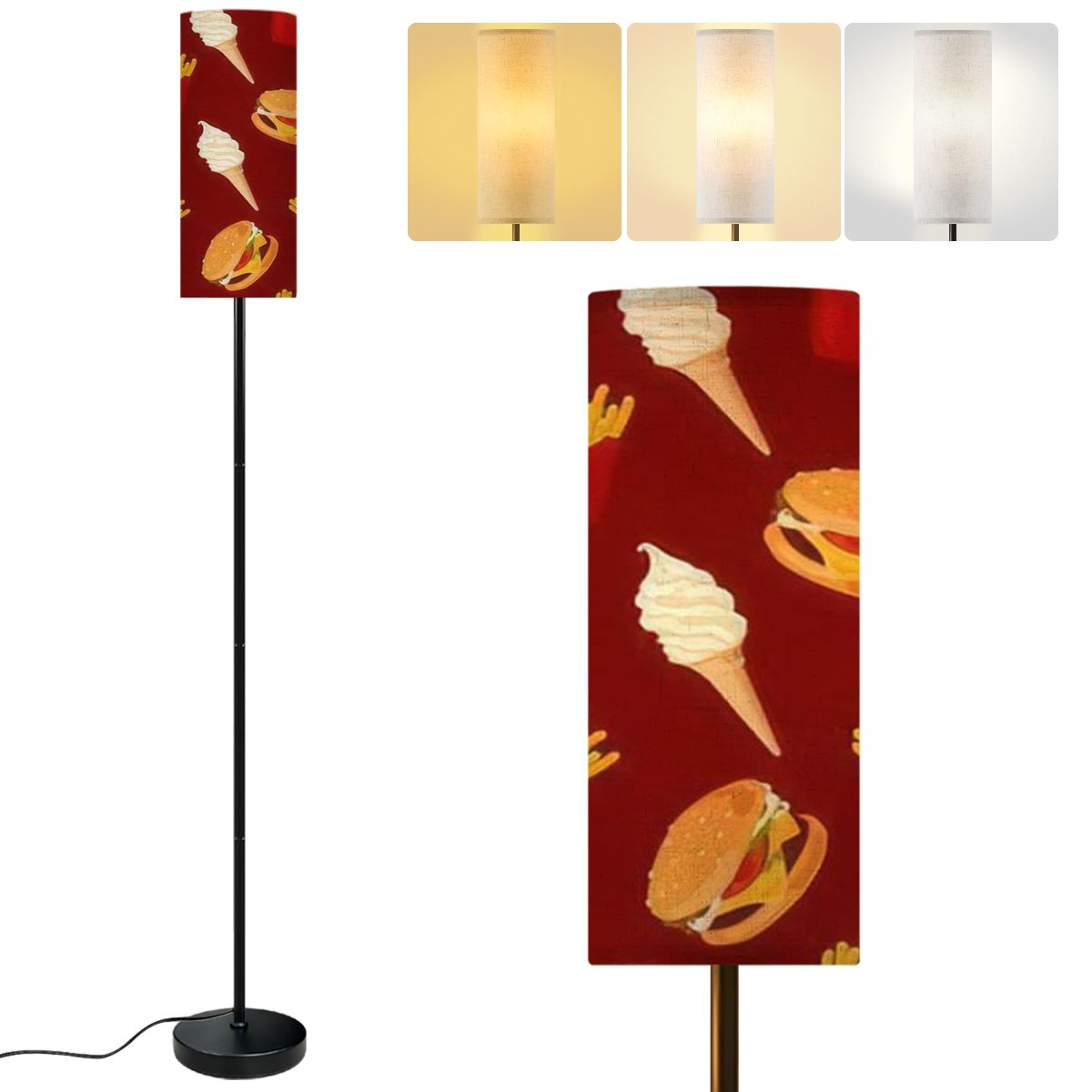 Modern Standing Floor Lamp Fast food Seamless cartoon food icons French ...