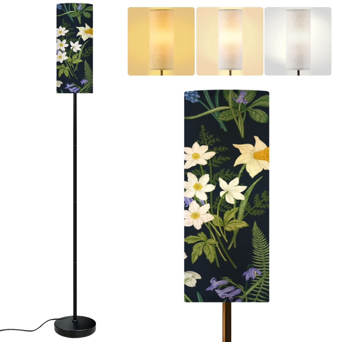 Modern Standing Floor Lamp Floral seamless pattern dark Spring summer ...