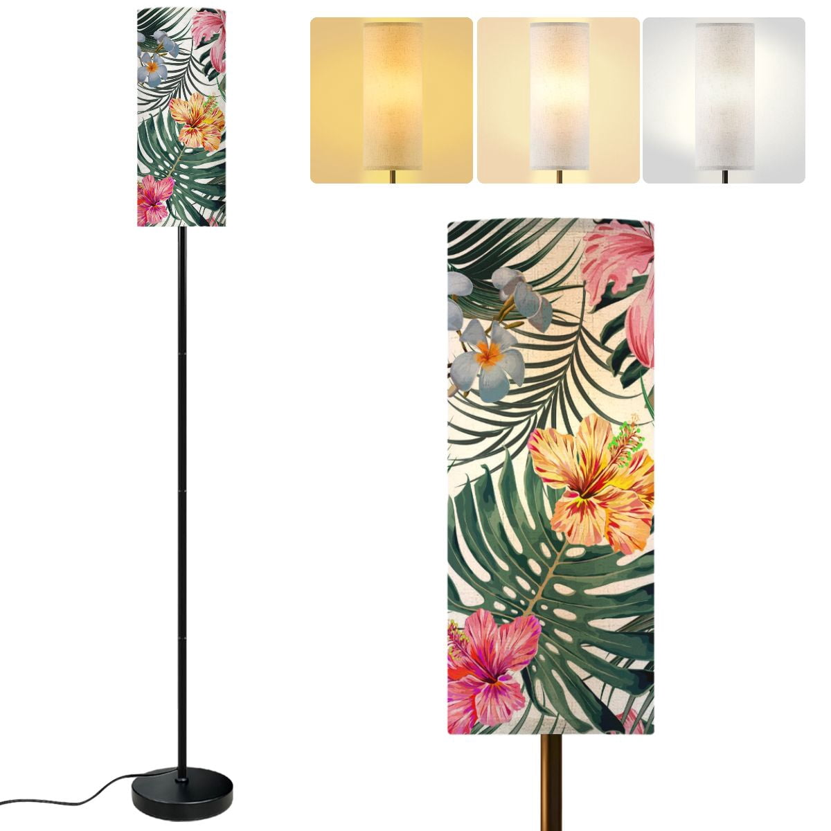 Modern Standing Floor Lamp Floral seamless tropical exotic flowers palm ...