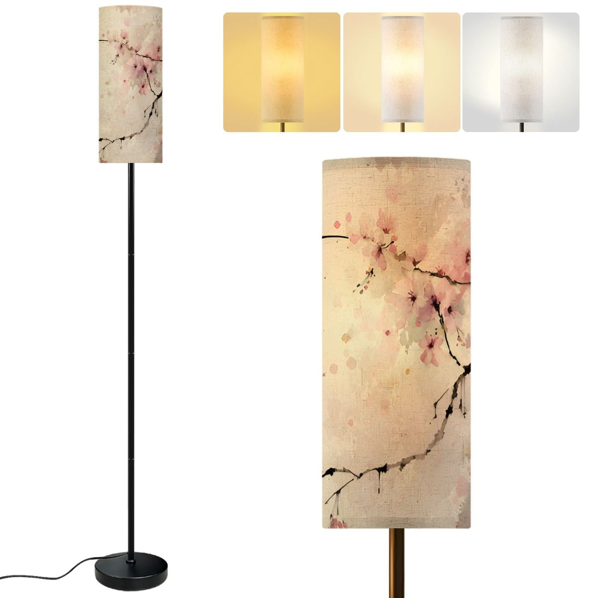 Modern Standing Floor Lamp Flower Bird Modern Birds Cherry Blossoms ...