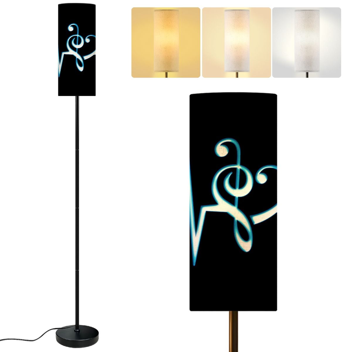 Modern Standing Floor Lamp Frequency Wave Bass Treble Clef Heart ...