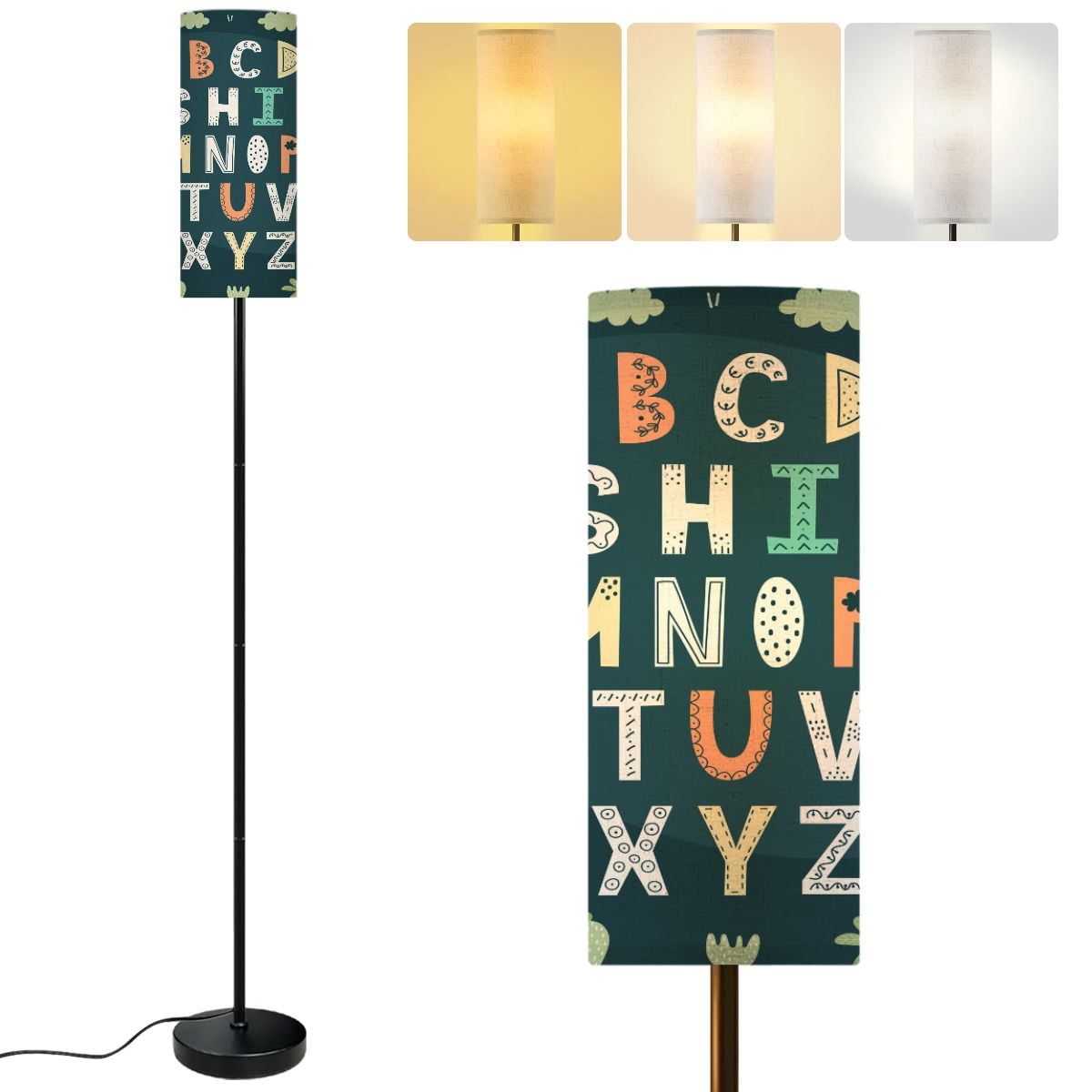 Modern Standing Floor Lamp Funny alphabet cute dinosaurs Educational ...