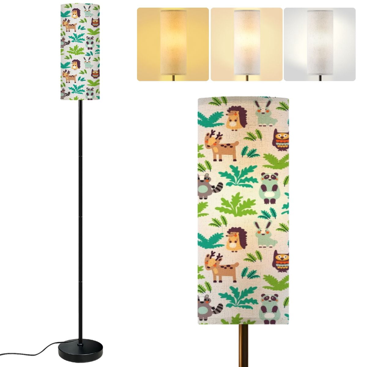 Modern Standing Floor Lamp Funny animal seamless white made wild ...