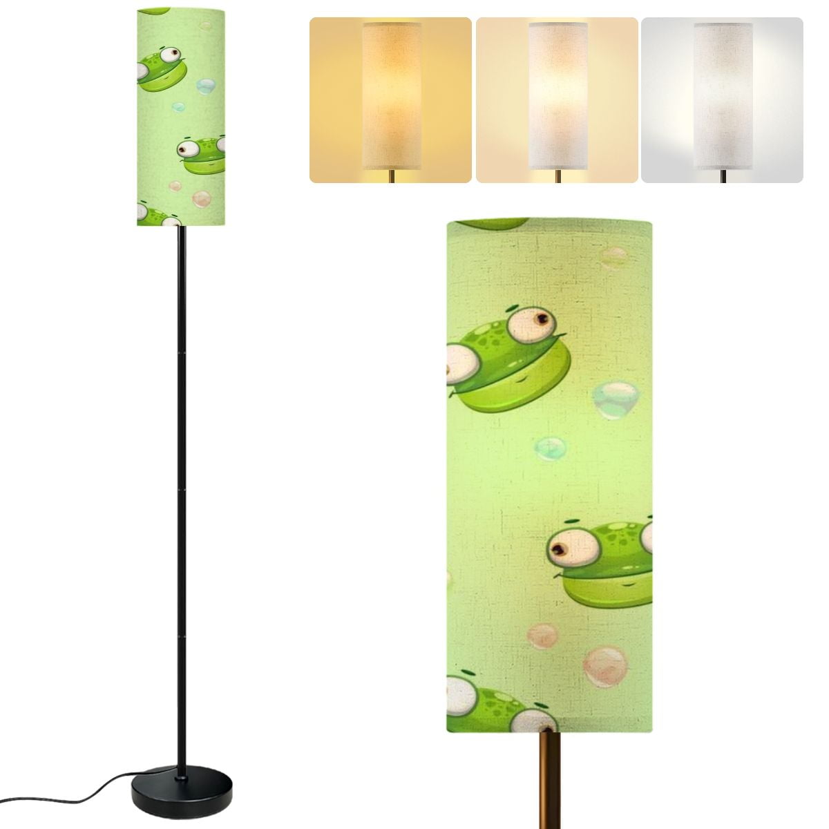Modern Standing Floor Lamp Funny childish seamless pattern frog faces ...