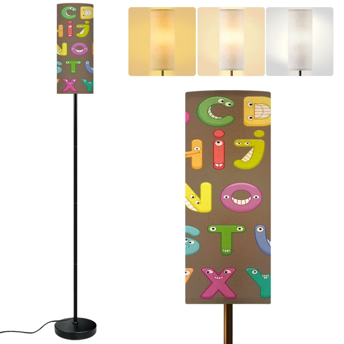 Modern Standing Floor Lamp Funny colorful cartoon alphabet Alphabetical ...
