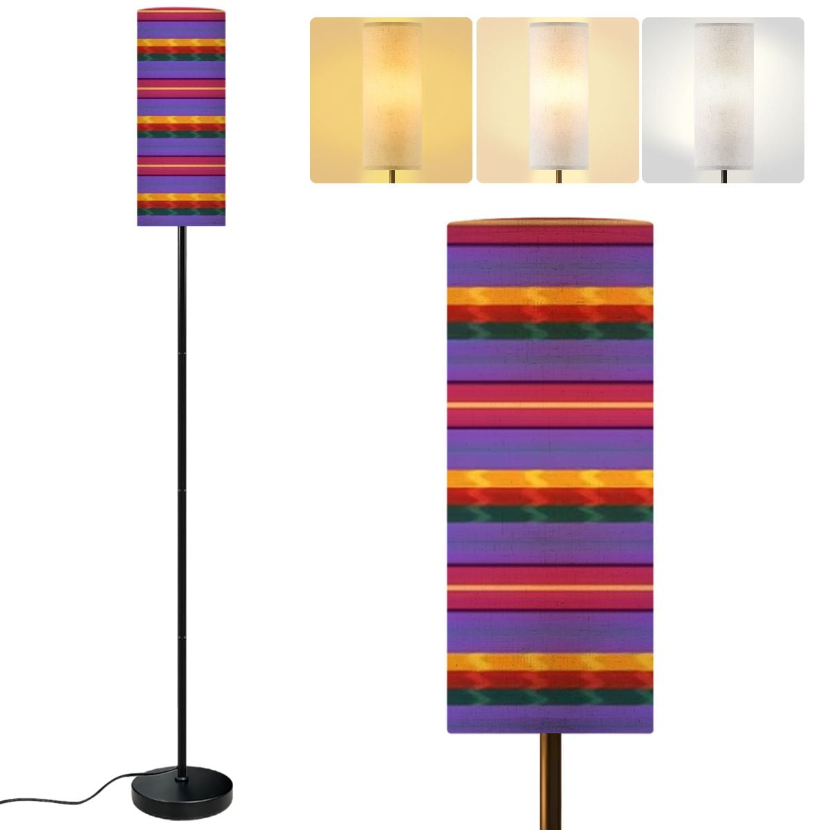Modern Standing Floor Lamp Geometric Mexican blanket seamless Ethnic ...