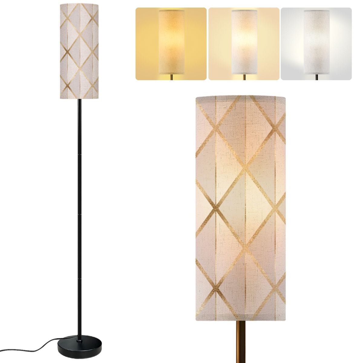 Modern Standing Floor Lamp Geometric gold glitter 3d rhombus tile ...