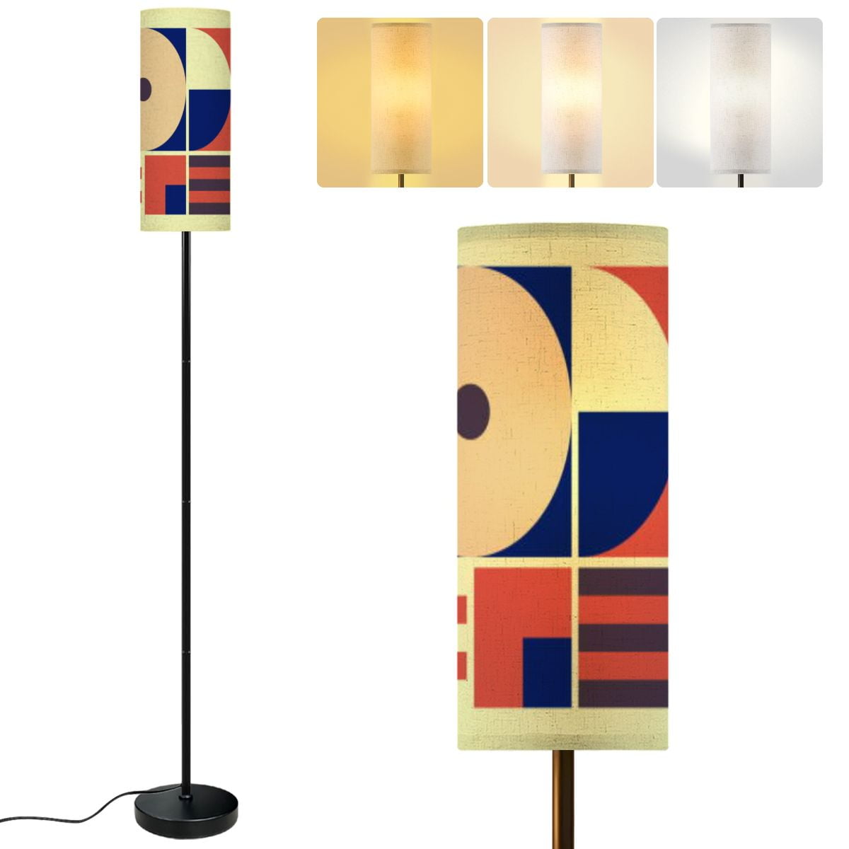 Modern Standing Floor Lamp Geometric pattern loop Circles squares ...