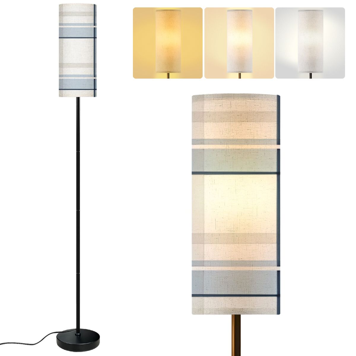 Modern Standing Floor Lamp Gingham seamless watercolor plaid stripes ...