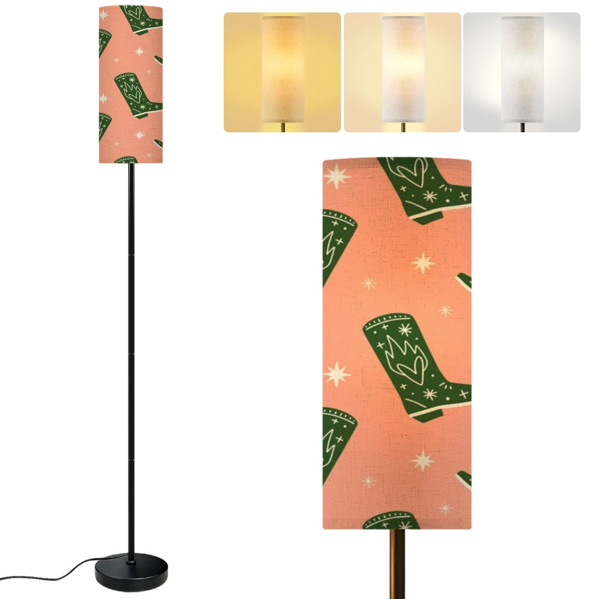 Modern Standing Floor Lamp Girl cowboy boots boho seamless Dimmable ...