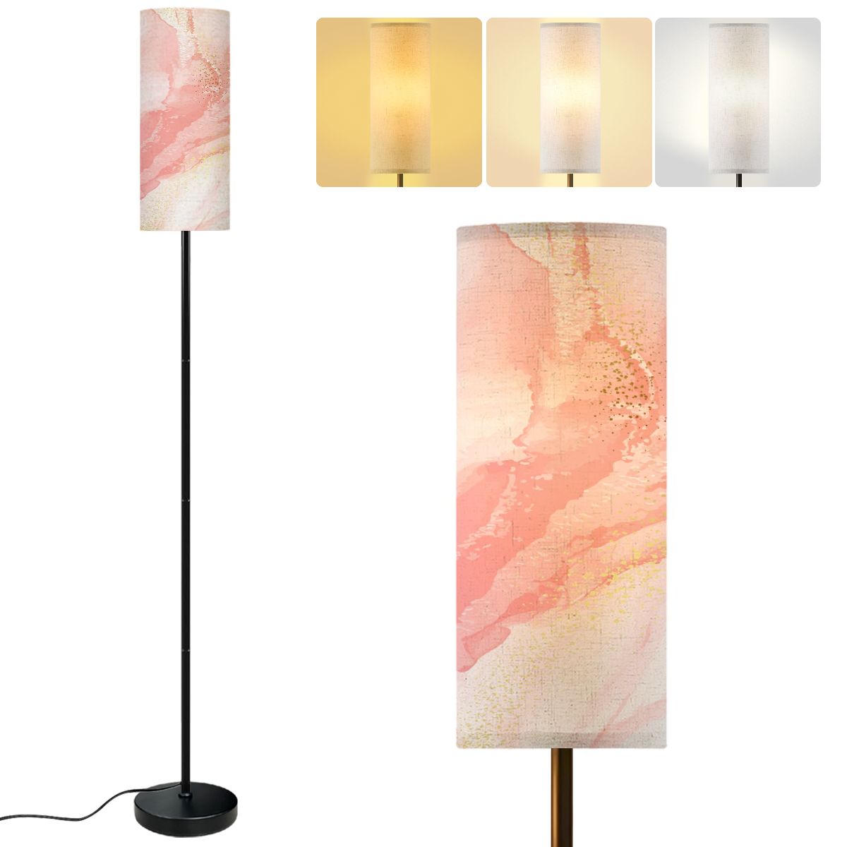 Modern Standing Floor Lamp Gold abstract watercolor brush liquid white ...
