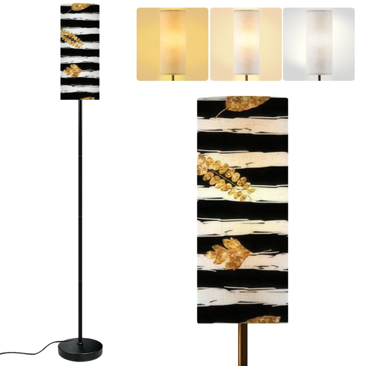 Modern Standing Floor Lamp Gold various leaves seamless Golden foil ...