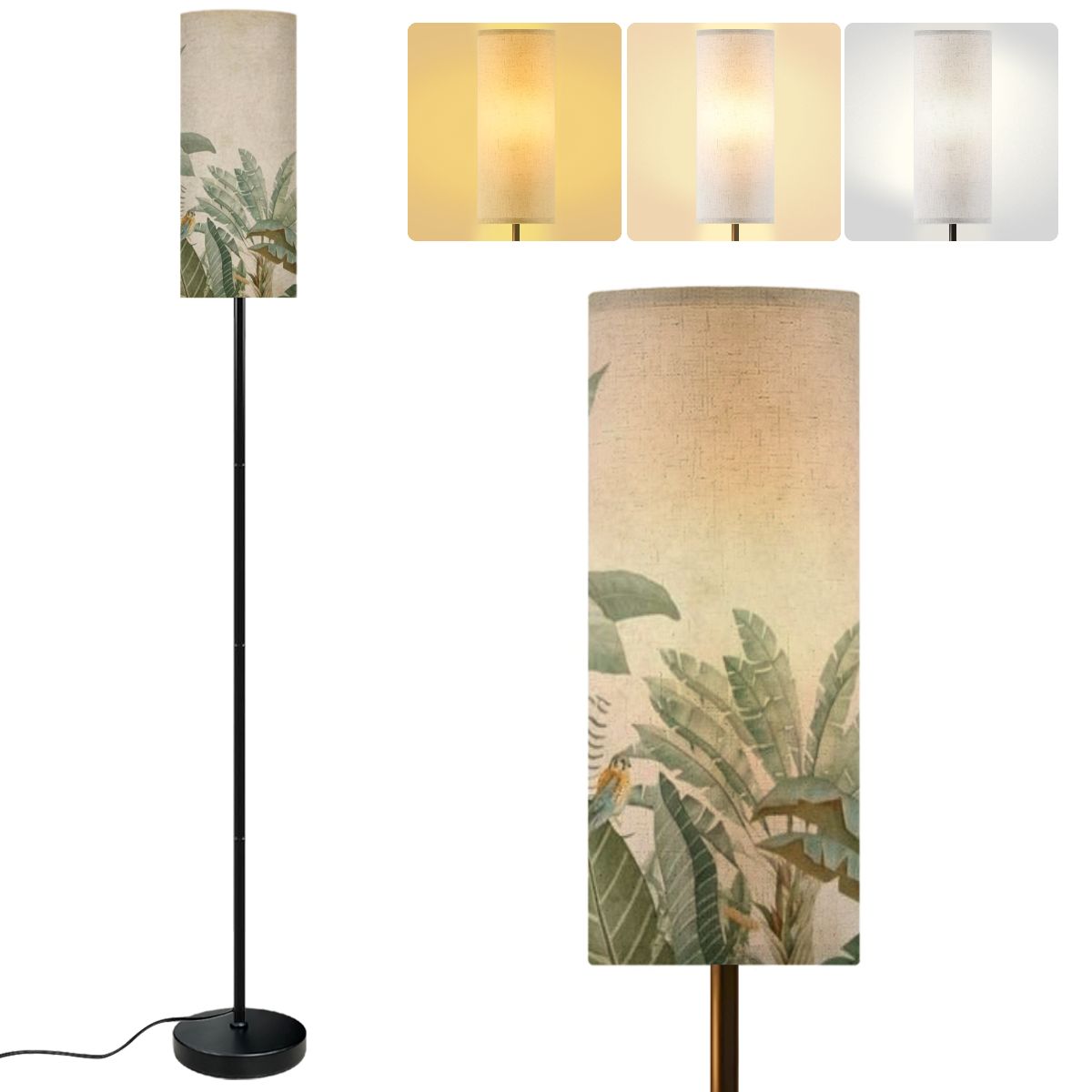 Modern Standing Floor Lamp Graphic wildflowers painted concrete grunge ...