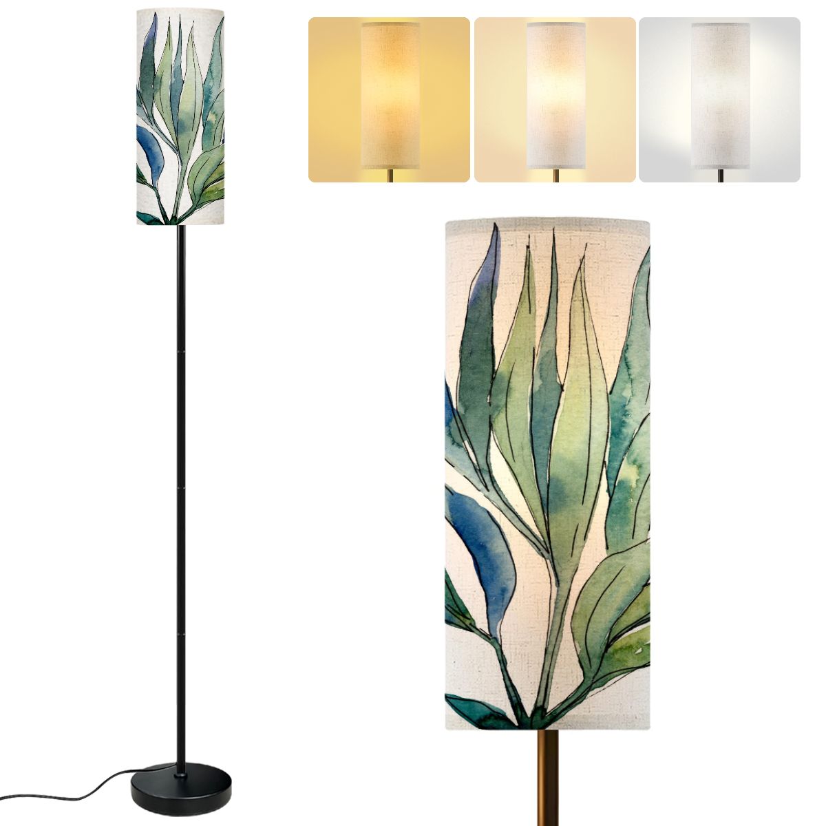 Modern Standing Floor Lamp Green aquatic underwater nature coral reef Tropical plant sea ...