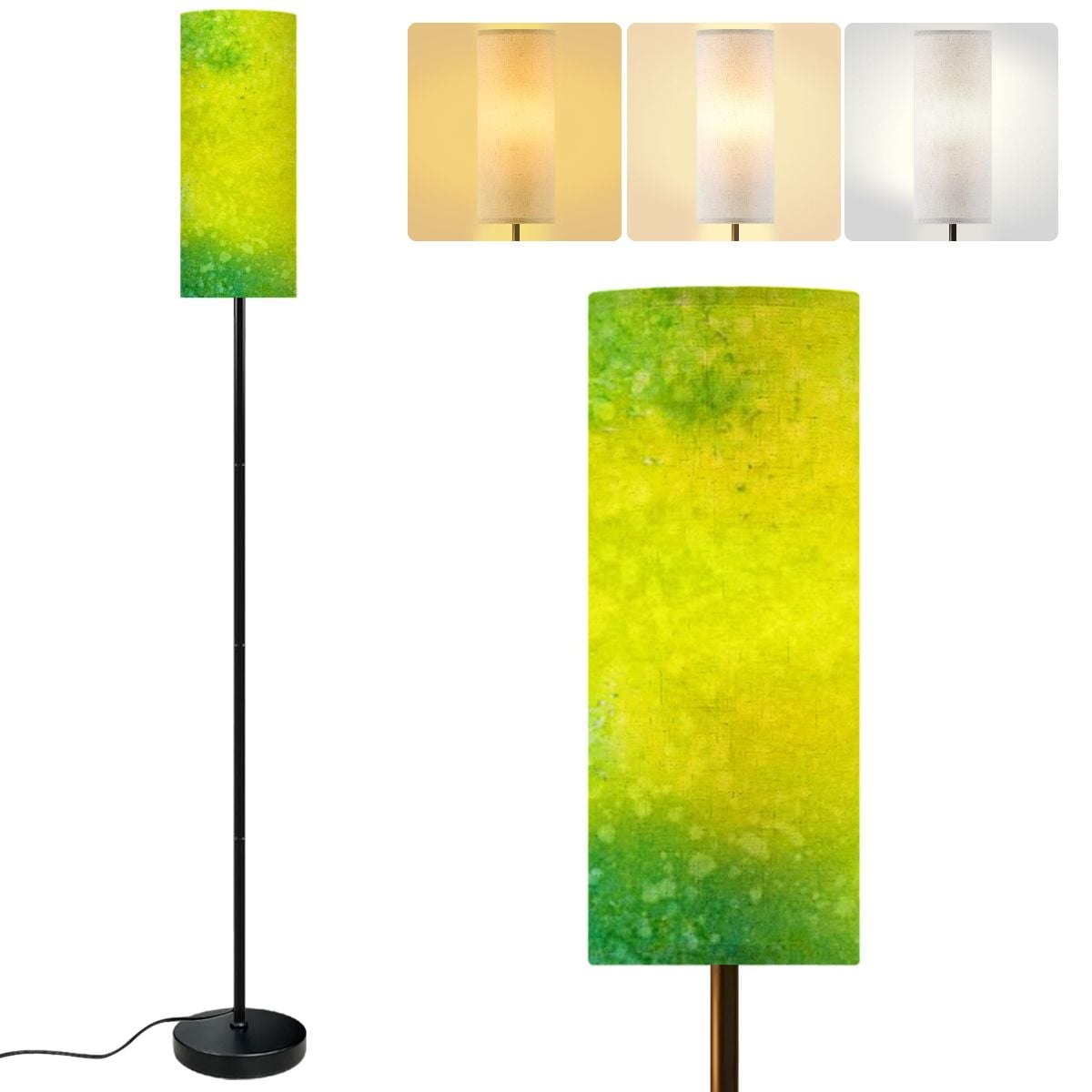 Modern Standing Floor Lamp Green yellow neon speckled texture Dimmable ...