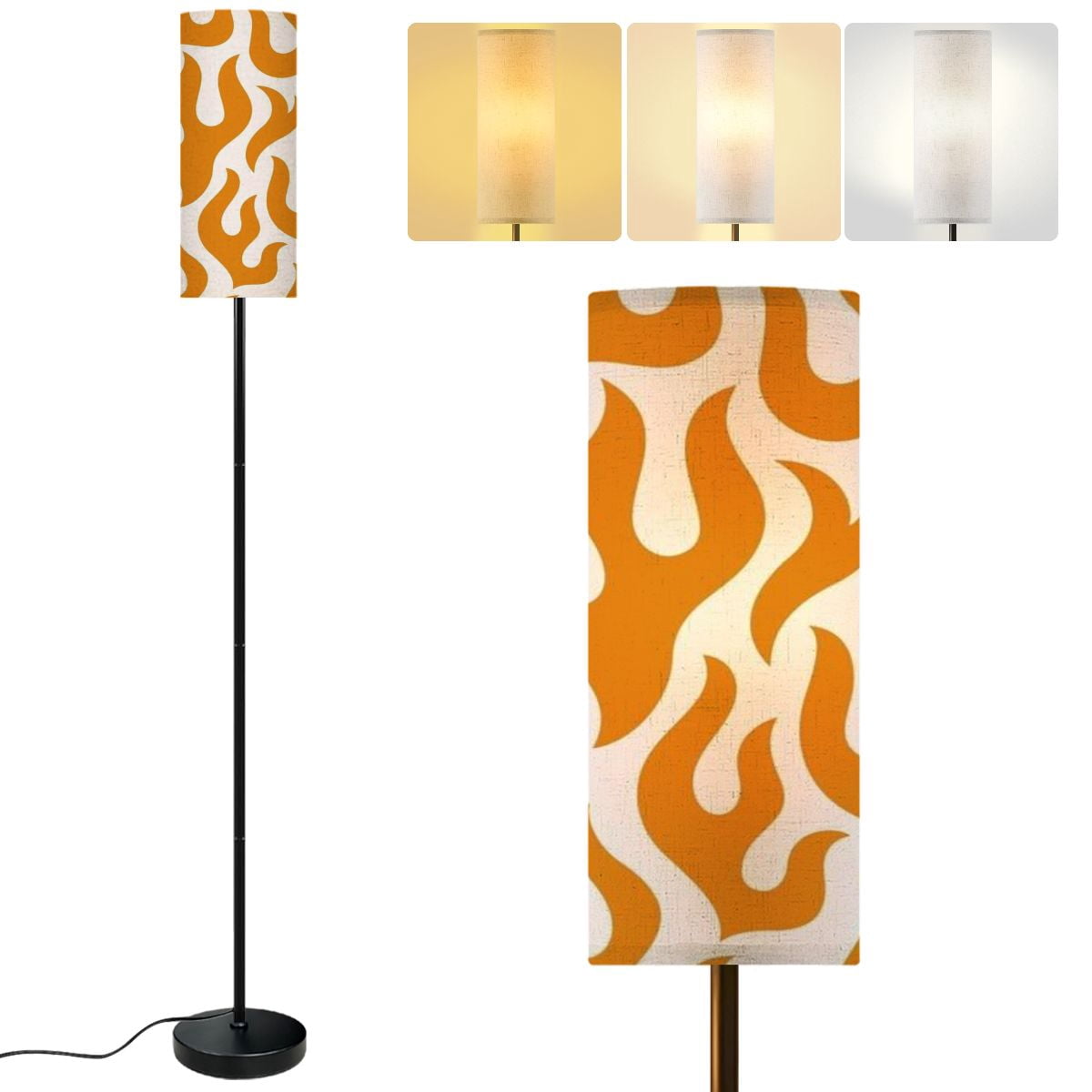 Modern Standing Floor Lamp Groovy Orange Flame Seamless Pattern ...