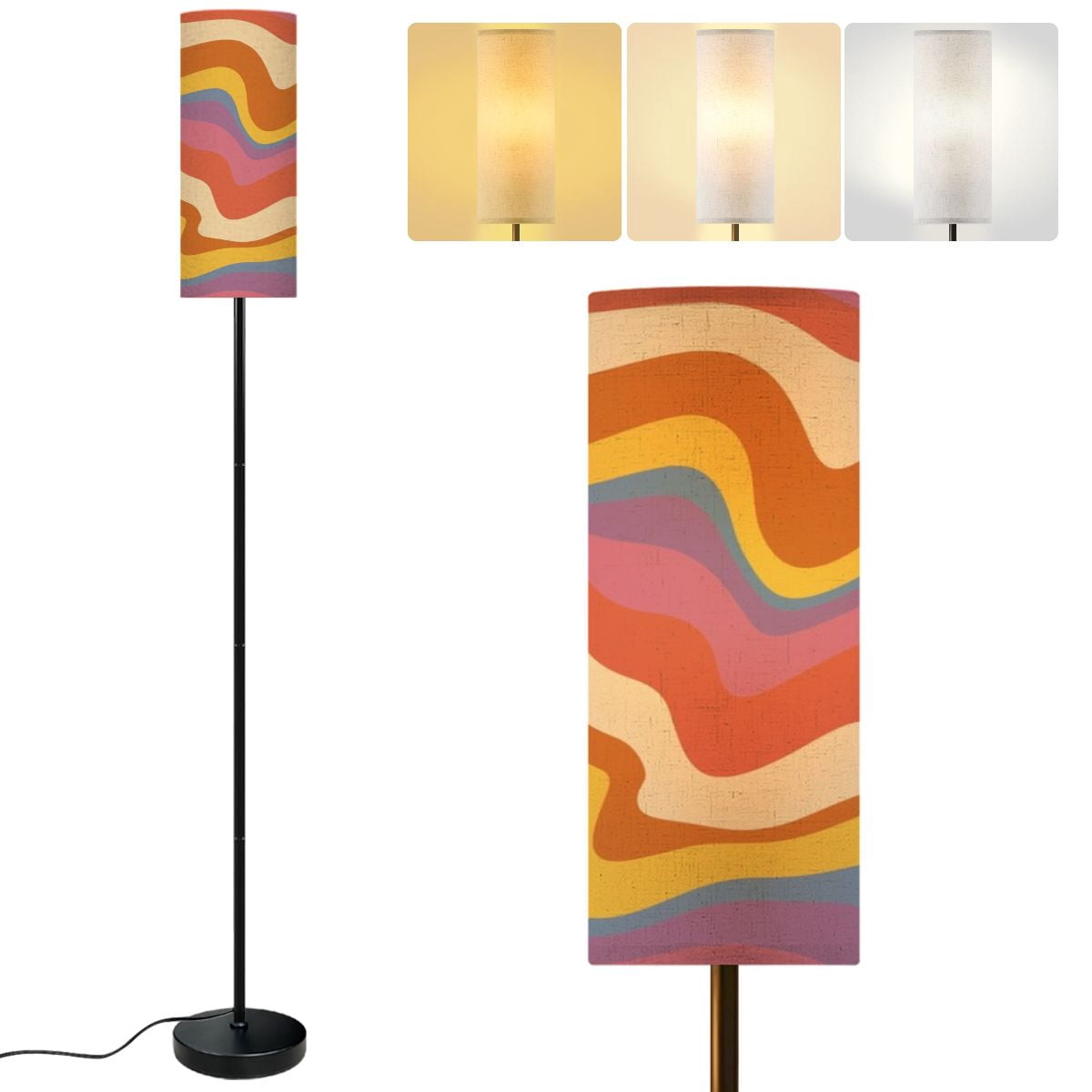 Modern Standing Floor Lamp Groovy retro seamless Disco wavy rainbow for ...