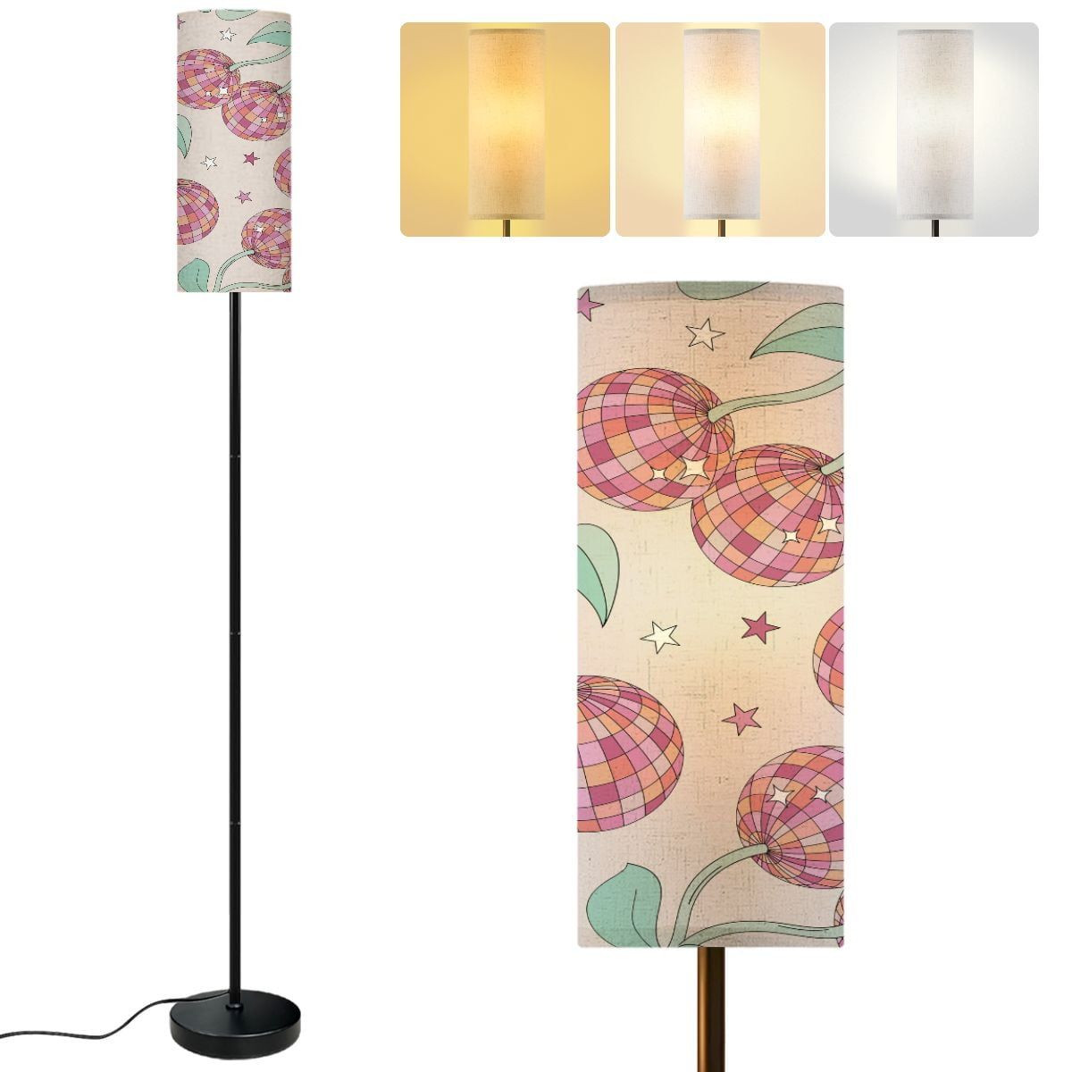 Modern Standing Floor Lamp Groovy sparkling cherry berry shape mirror ...