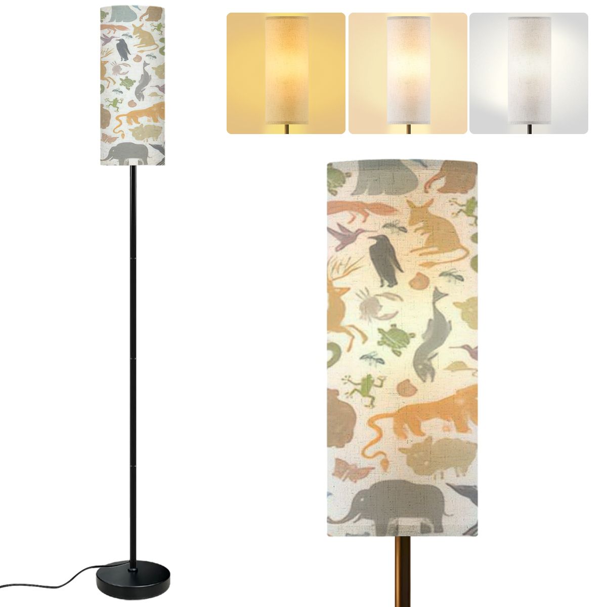 Modern Standing Floor Lamp Group Animals Silhouettes Zoo Seamless ...
