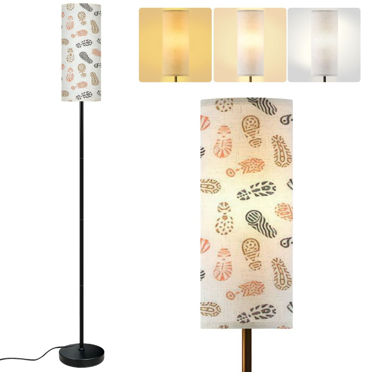 Modern Standing Floor Lamp Grunge Colorful footprints Seamless Hand ...