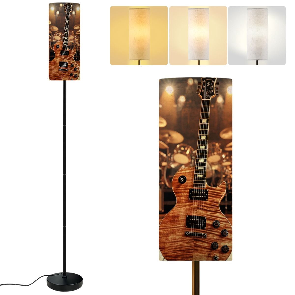 Modern Standing Floor Lamp Guitar Vintage Music Man Cave Electric Stage ...
