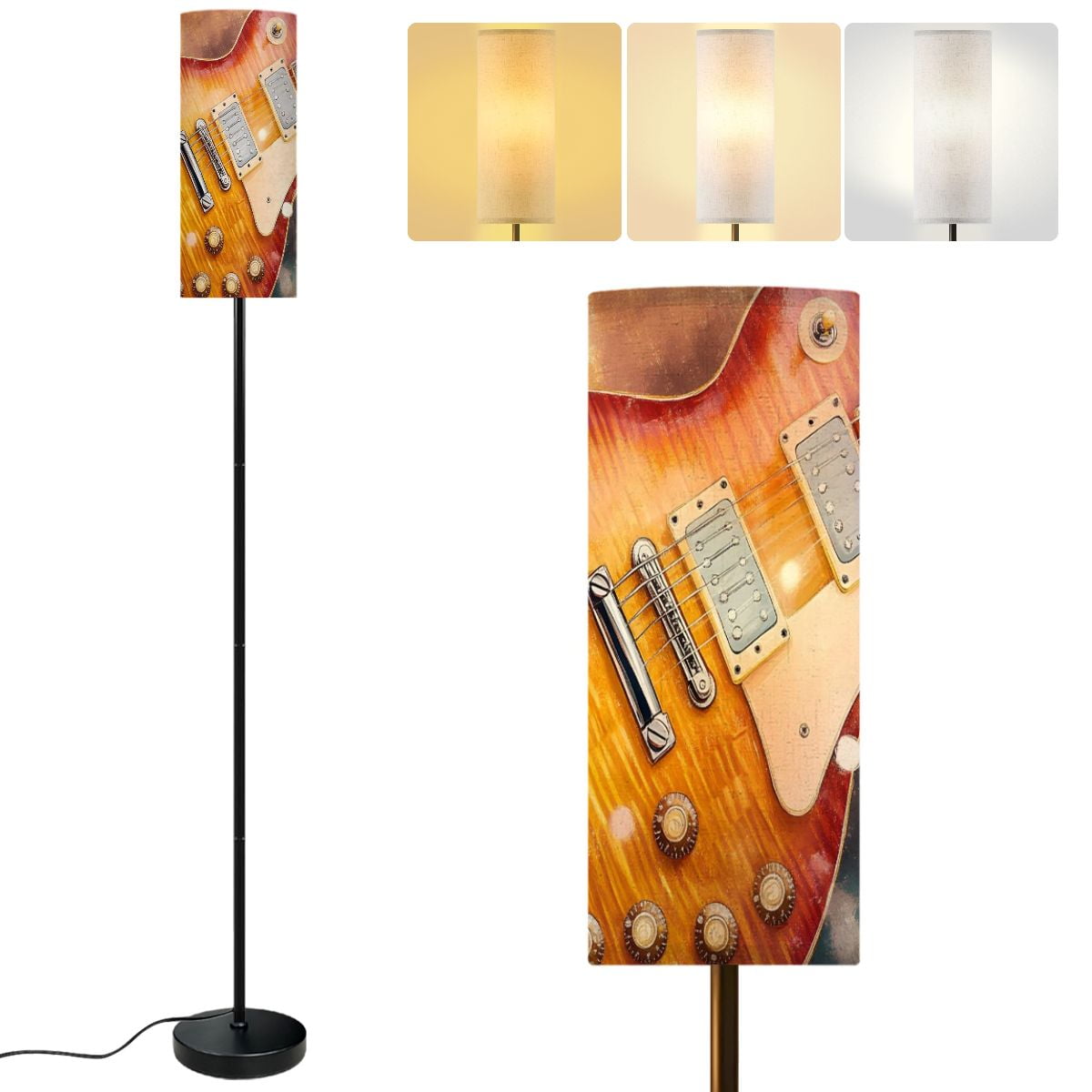 Modern Standing Floor Lamp Guitar Vintage Music Man Cave Electric ...