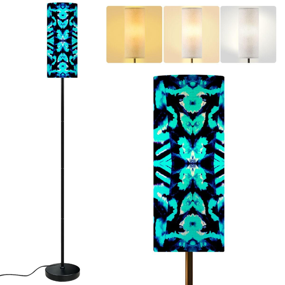 Modern Standing Floor Lamp Hand Painted Watercolor Fluorescent Animal Skin Tiger Fluorescent ...
