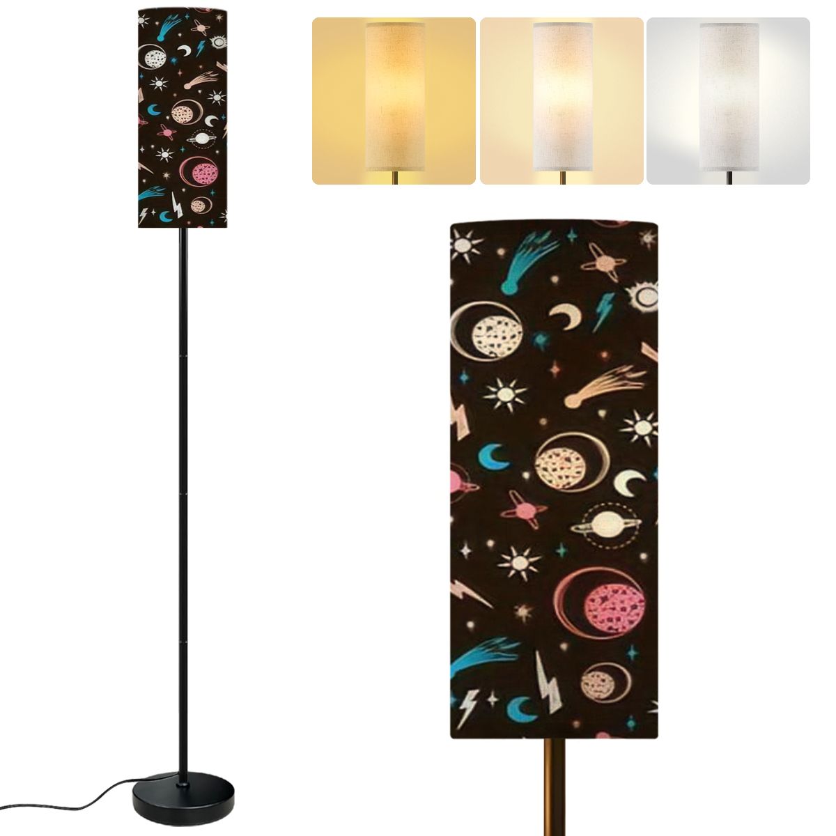 Modern Standing Floor Lamp Hand draw seamless pattern night sky sun ...
