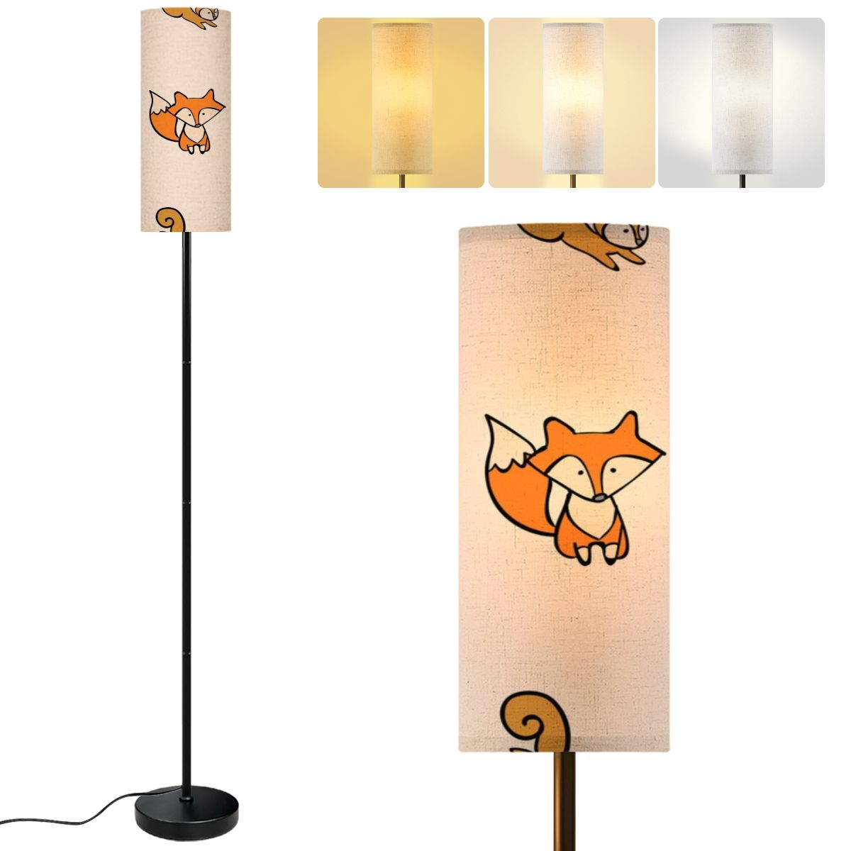 Modern Standing Floor Lamp Hand drawn seamless forest animals Contour ...