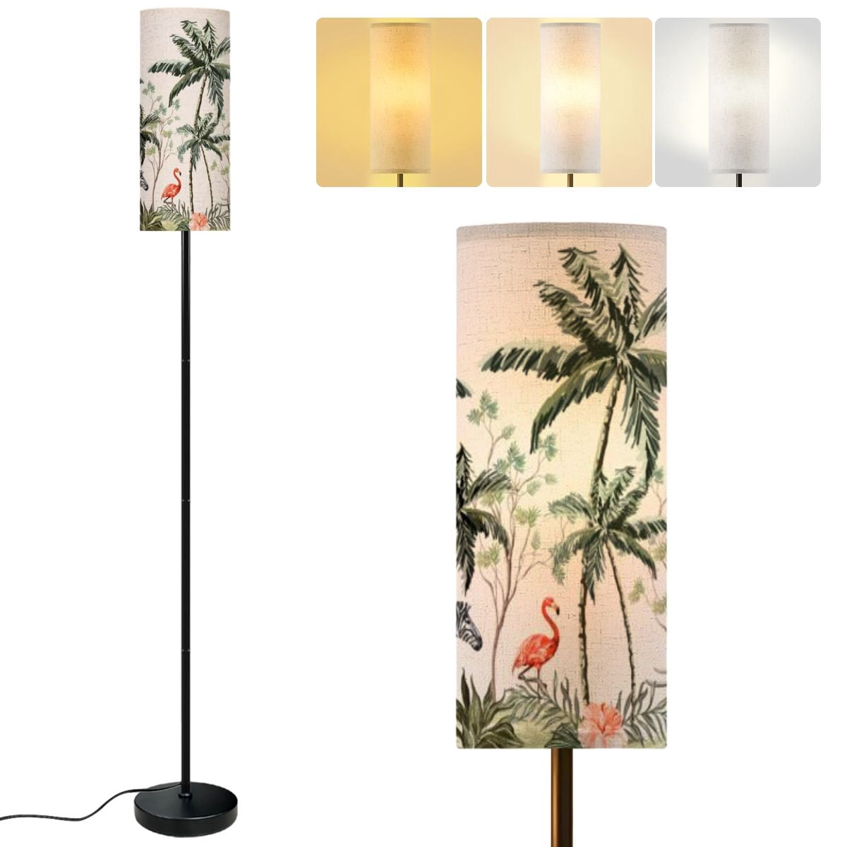 Modern Standing Floor Lamp Hand drawn tropical vintage botanical ...