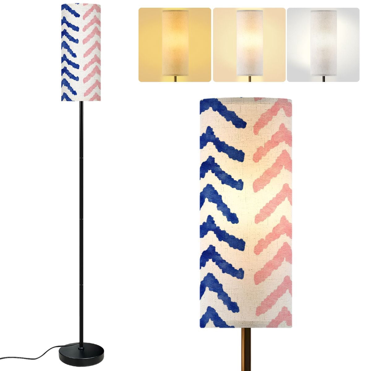 Modern Standing Floor Lamp Hand drawn watercolor seamless navy blush ...
