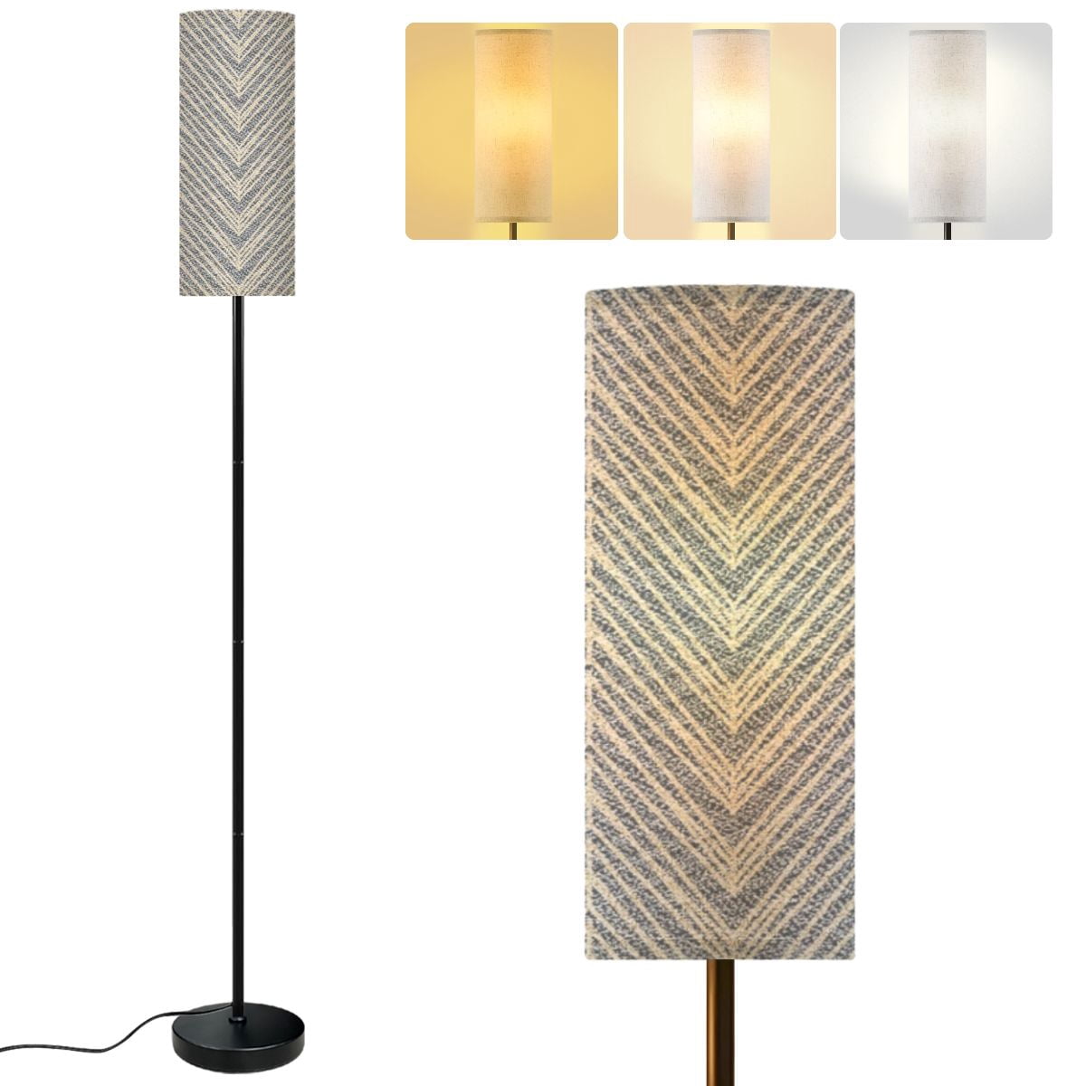 Modern Standing Floor Lamp Herringbone patterned rug texture Ethnic ...