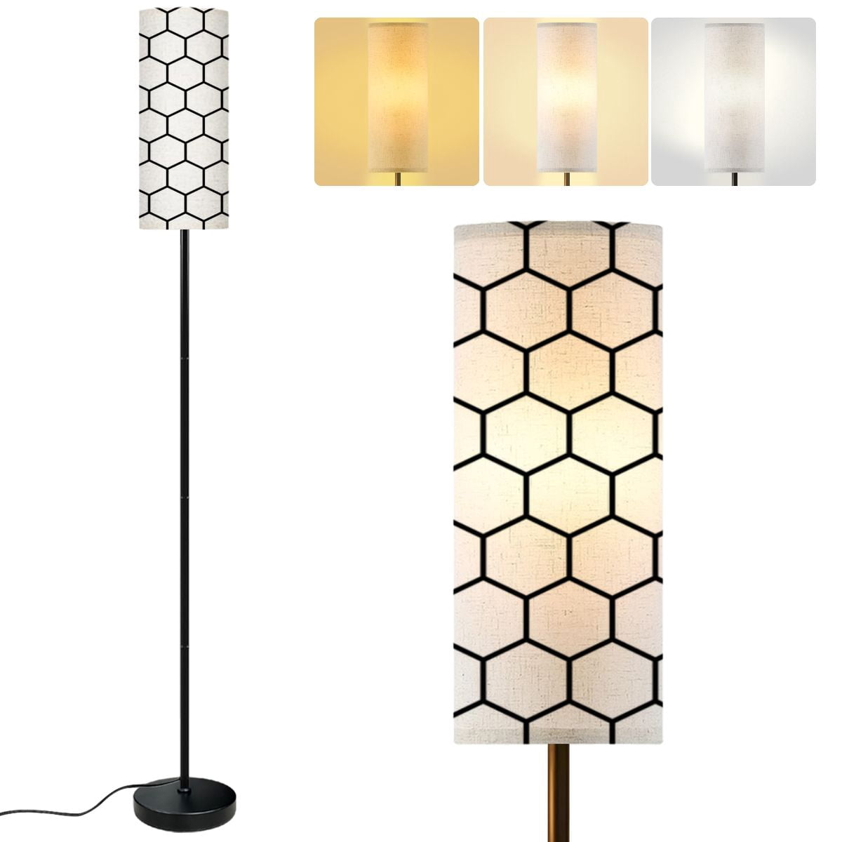 Modern Standing Floor Lamp Hexagon seamless Honeycomb shape geometric ...