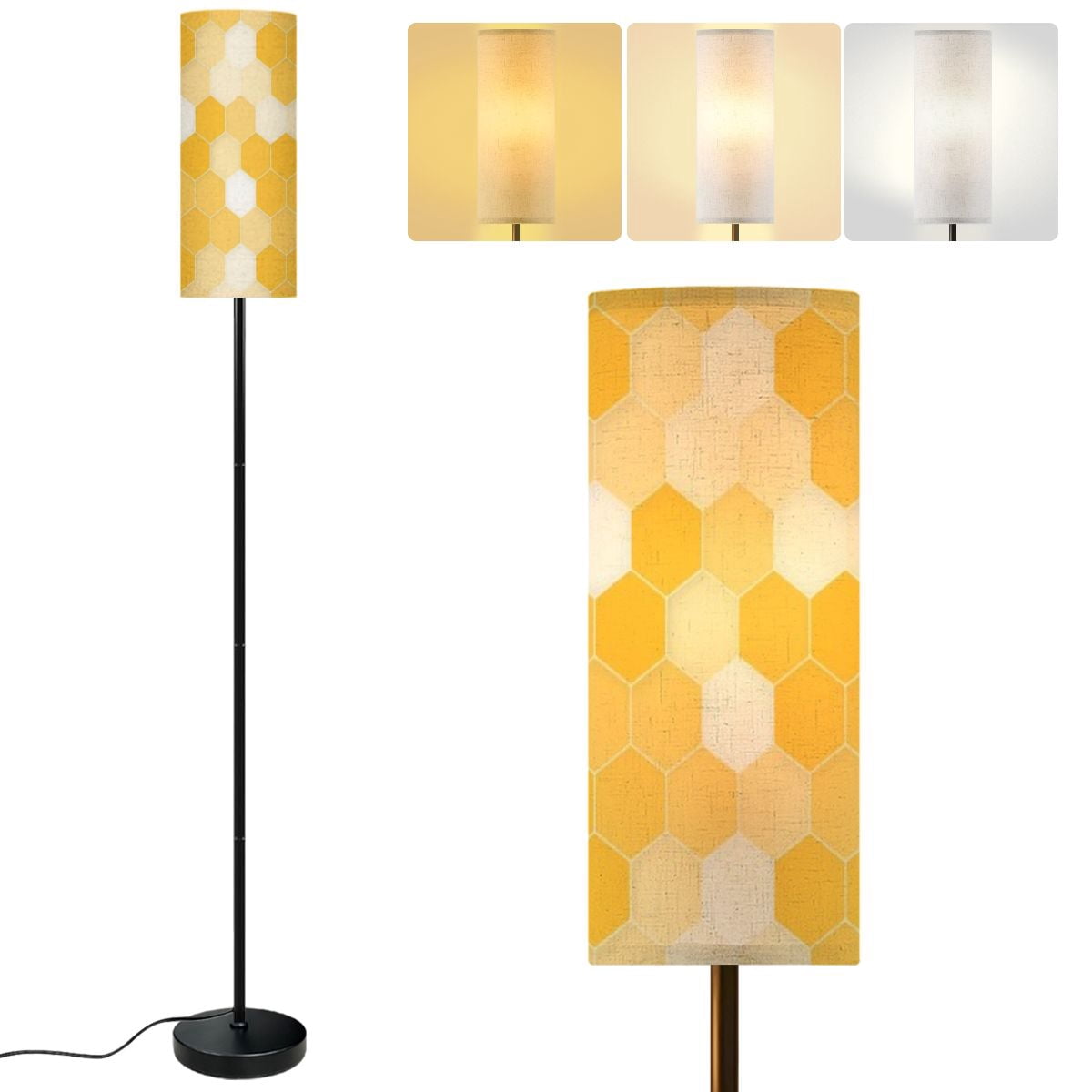 Modern Standing Floor Lamp Honeycomb hexagon mesh Hex structure Mosaic ...