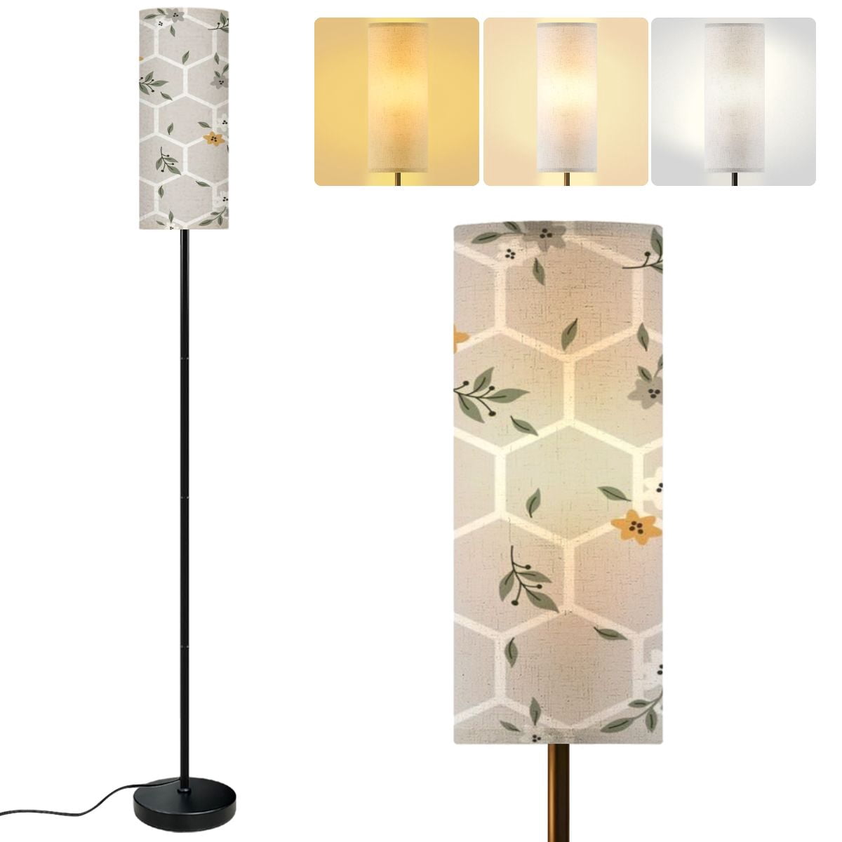 Modern Standing Floor Lamp Honeycomb seamless doodle flowers Design for ...