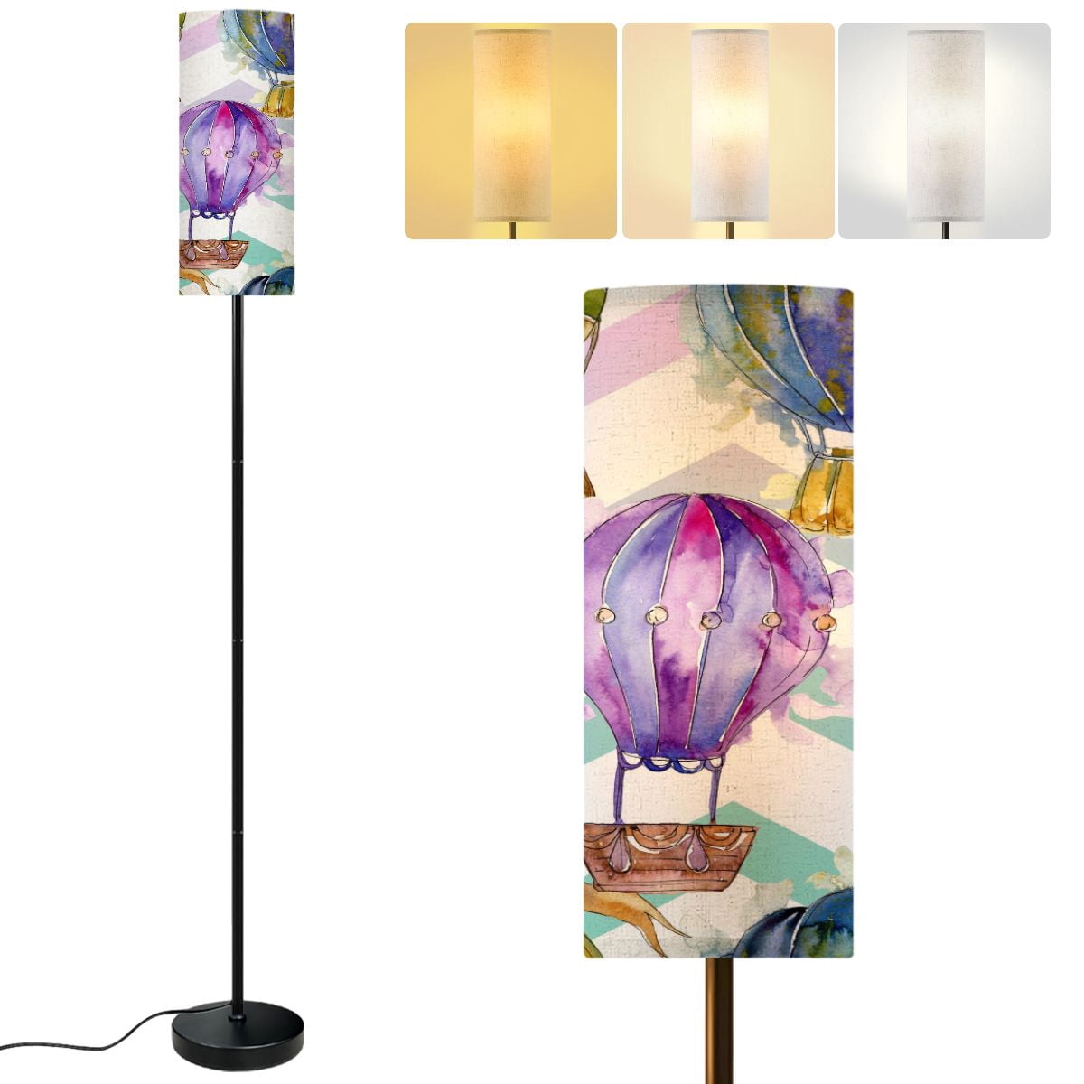 Modern Standing Floor Lamp Hot air balloon fly air transport Watercolor ...