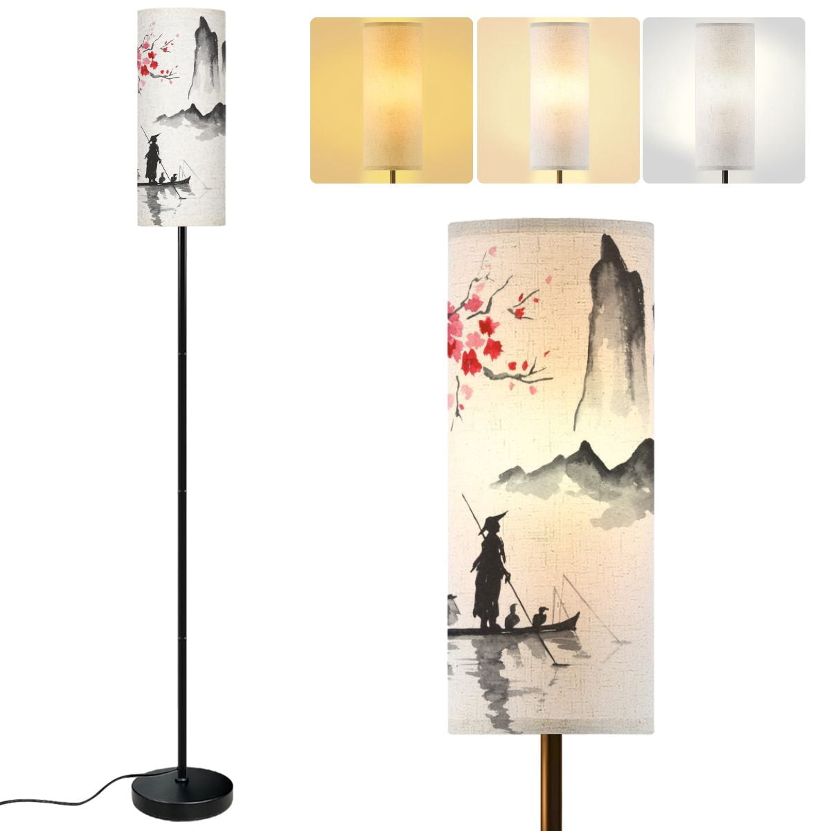 Modern Standing Floor Lamp Japan Traditional japanese painting Sumi e ...