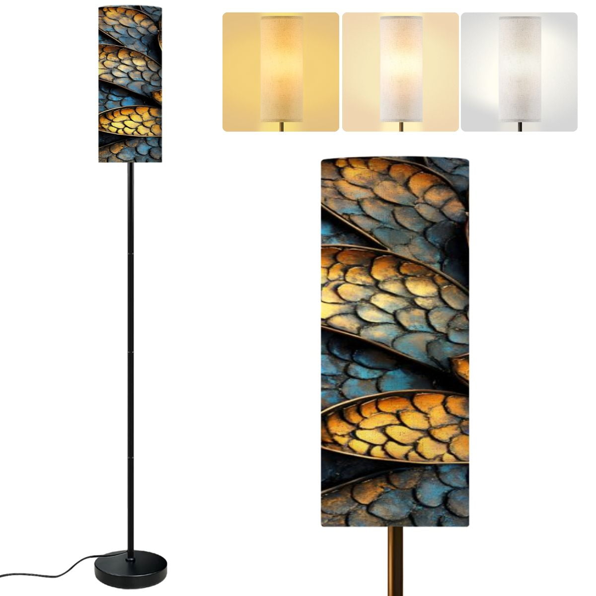 Modern Standing Floor Lamp Large Abstract Art Metal Golden Gradient ...