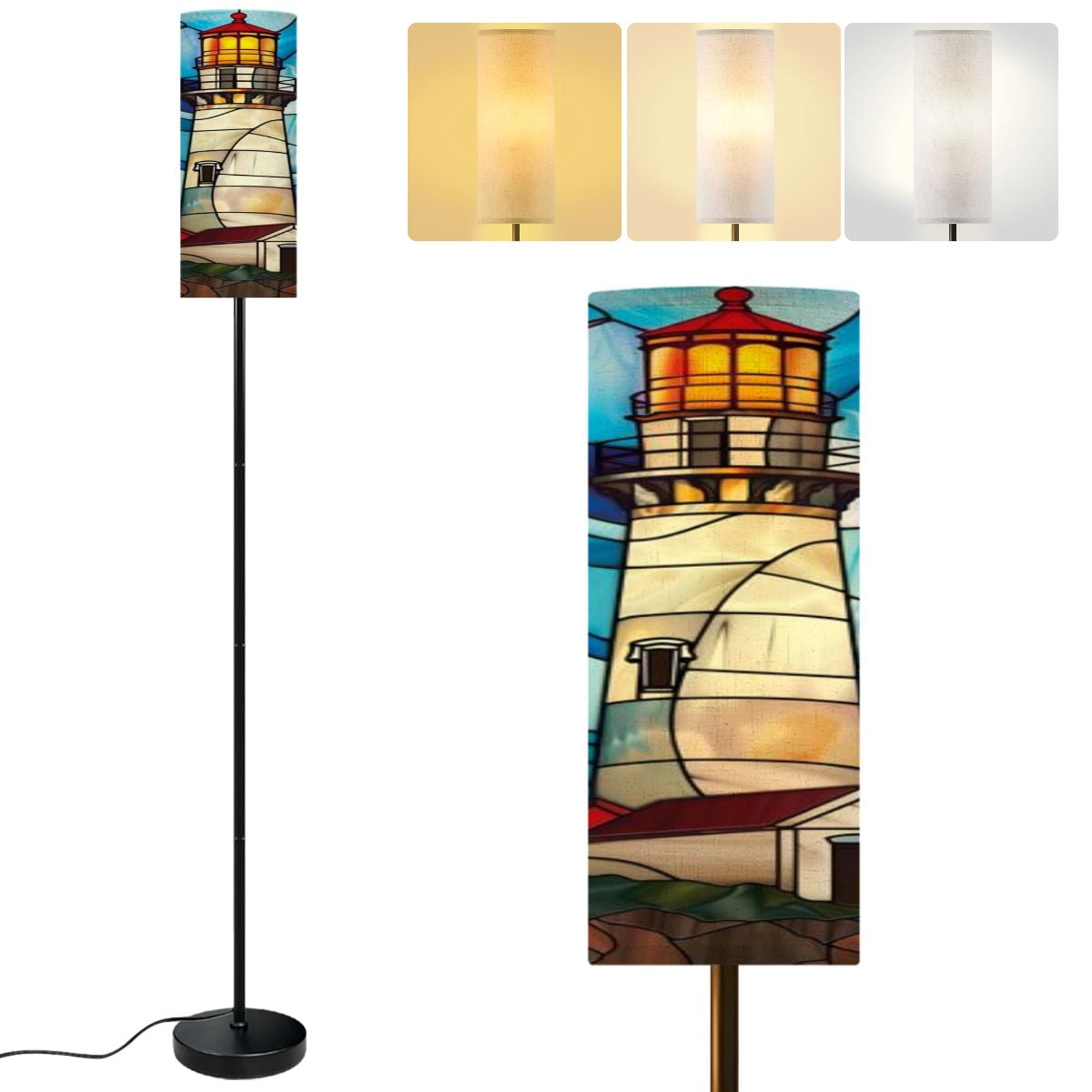Modern Standing Floor Lamp Lighthouse Stained Glass Window Hangings ...