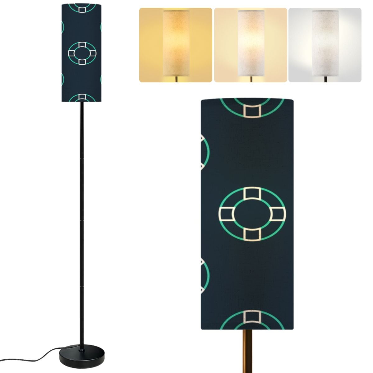 Modern Standing Floor Lamp Line Lifebuoy seamless pattern black ...