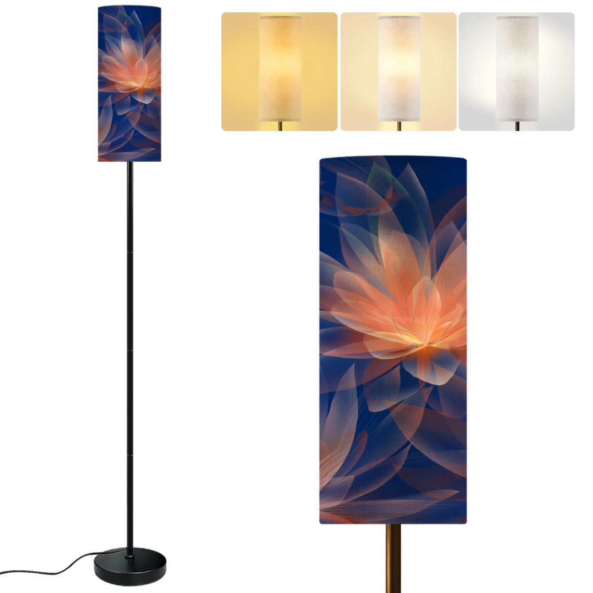 Modern Standing Floor Lamp Lotus flower Water lily fish seamless ...