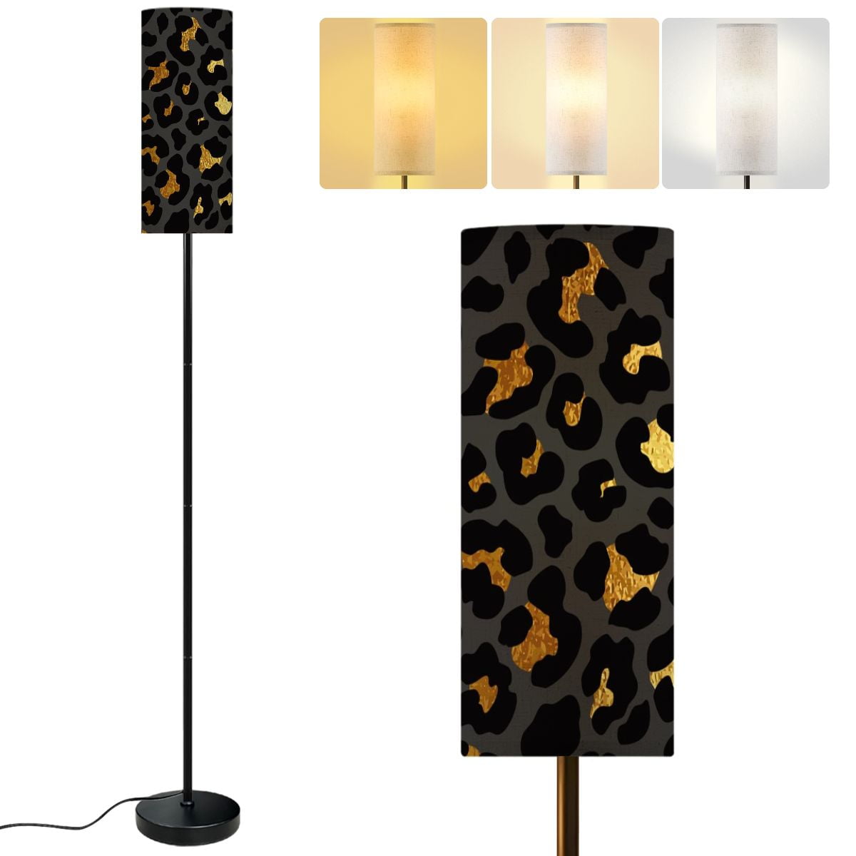 Modern Standing Floor Lamp Luxury Gold leopard skin Exotic animal skin ...