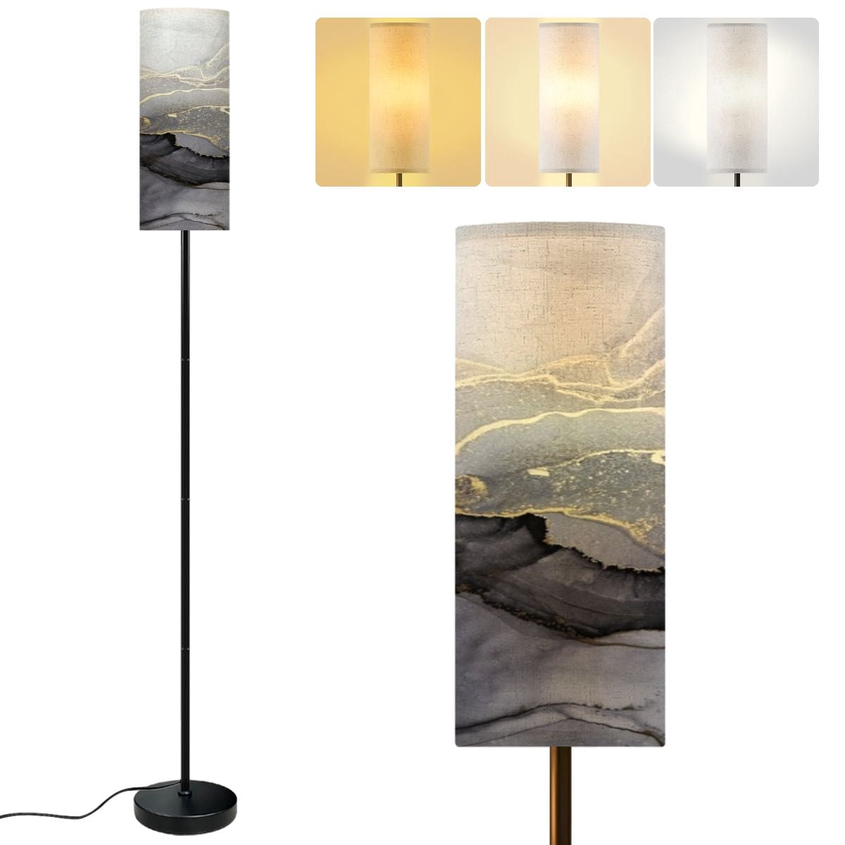 Modern Standing Floor Lamp Luxury abstract fluid art painting alcohol ...